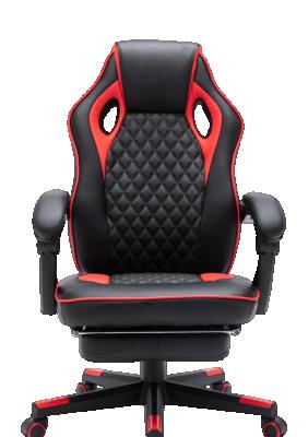China Multi-Function Reclining Office Chair with Footrest, Black/Red PU, Nylon Base for sale