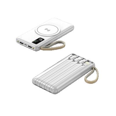 China 10000mAh Wireless Power Bank with 4 Cables, 3 Colors for sale