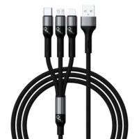China 3-in-1 Fast Charging Braided Cable (USB-A to Lightning/Micro/Type-C), Aluminum Shell for sale