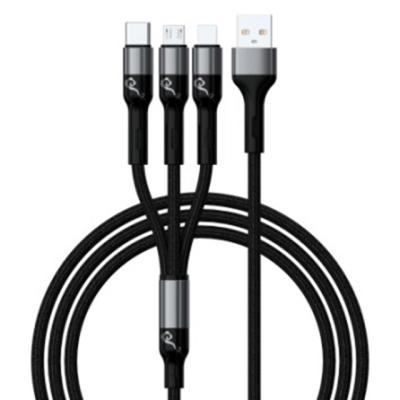 China 3-in-1 Fast Charging Braided Cable (USB-A to Lightning/Micro/Type-C), Aluminum Shell for sale