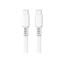 China USB 2.0 Silicone Flat Fast Charging Cable, Type-C to C 3A/20V + 480Mbps Data Transfer, 1M White Soft Bend-Resistant Cord for sale