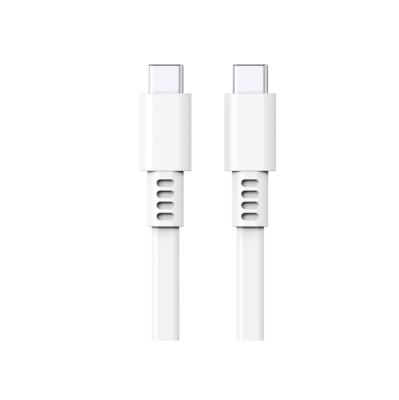 China USB 2.0 Silicone Flat Fast Charging Cable, Type-C to C 3A/20V + 480Mbps Data Transfer, 1M White Soft Bend-Resistant Cord for sale