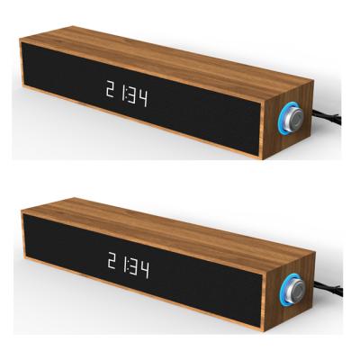 China Retro Wooden Bluetooth 5.4 Speaker with Ambient Light & Clock Display, Dual 2