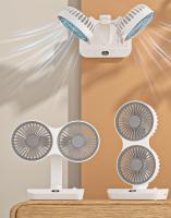 China 4-in-1 Rechargeable Fan with Lamp, Desktop/Wall/Hanging, 360 degree Rotation & 2400mAh Battery for sale