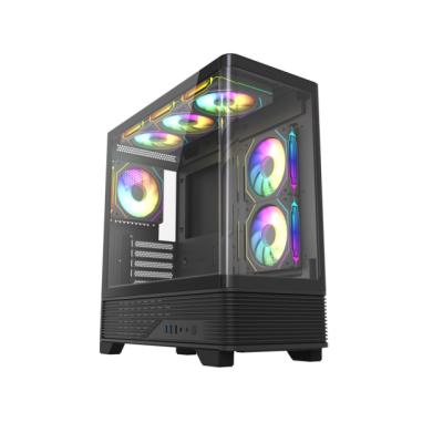 China Curved Front Glass PC Case, Full Metal Top Panel MATX Gaming Computer Chassis, Support 360mm Water Cooling, Max 410mm GPU Length for sale