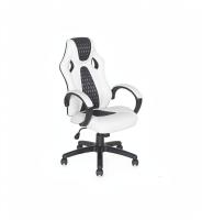 China White PU Mesh Gaming Chair Tilt Mechanism 100mm Gas Lift Nylon Castor Ergonomic 69.5x63x108-118cm for sale