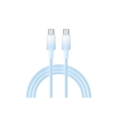 China Silicone Type C to C Cable 3A 20V 60W Fast Charge 480Mbps 1.2M Blue Soft TPE Retail Color Box for sale