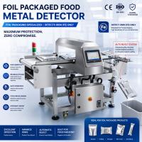China Stainless Steel Conveyor Belt  Aluminum Foil Packing Metal Detector Machine Manufacturer With Rejection for sale