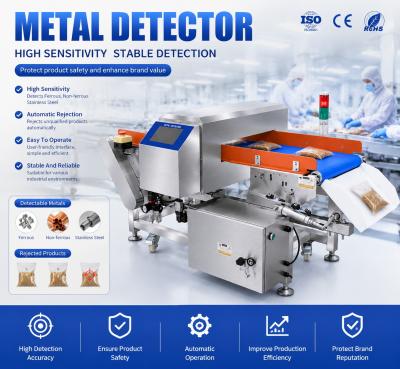 China High Speed Metal Detection Machine with Conveyor for Snack Food Chips Nuts Biscuit Candy Contaminant Screening for sale