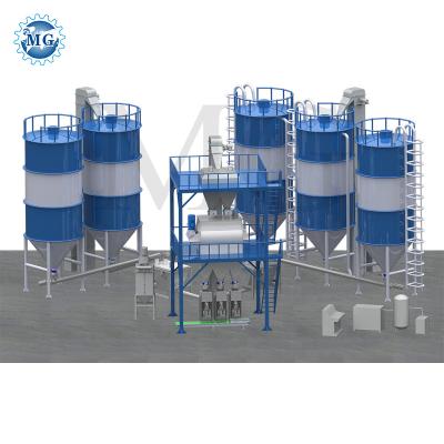 China Large Amount Formula Dry Mix Powder Mortar Mixing Plant Wall Putty Sand Cement Mixer Tile Adhesive Glue Grout Production Line for sale