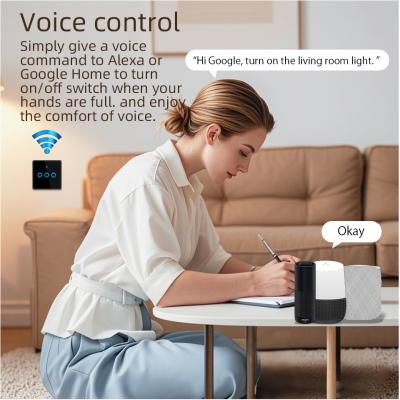 China Smart Touch WiFi dimmable Alexa Controlled Light Switch No Neutral 110V ODM for sale