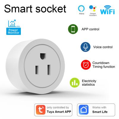 China Compact Round Smart Plug with Energy Monitor and Alexa Voice Control for Smart Home Automation for sale