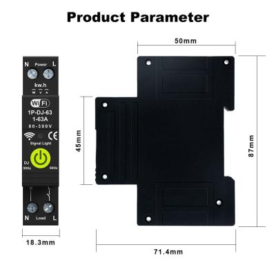 China Bidirectional Metering WiFi Tuya Smart Circuit Breaker Adjustable Current 230V for sale