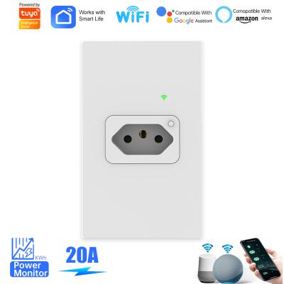 China Smart Brazil Light Switch & 20A Socket Glass Panel WiFi Remote Control for sale