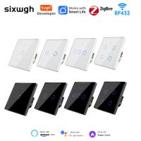 China Tempered Glass Panel Wifi Enabled Zigbee Touch Switch Alexa Zigbee Touch Switch 240V for sale