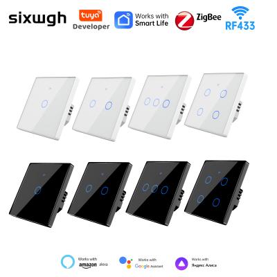 China Tempered Glass Panel Wifi Enabled Zigbee Touch Switch Alexa Zigbee Touch Switch 240V for sale