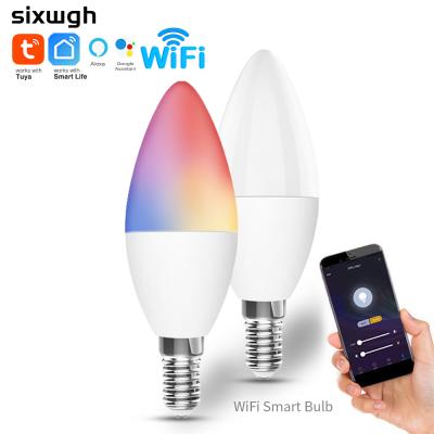 China RGBCW Smart Lighting Control Candle Light Bulb E14 E12 Candelabra Base For Chandeliers for sale