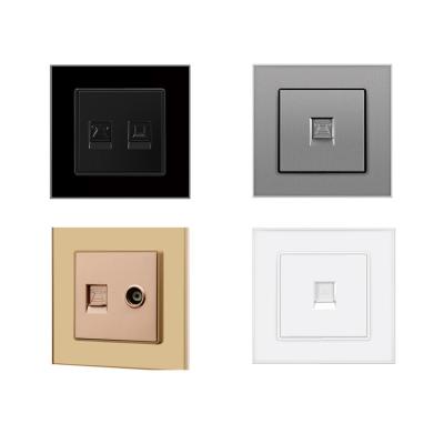 China Gigabit Ethernet Smart Home Automation Devices Tempered Glass Modular Multimedia Wall Socket Scratch Resistant for sale