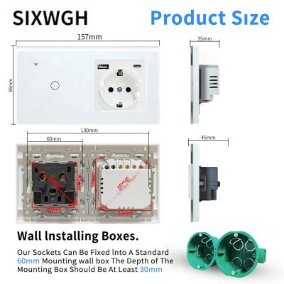 China Smart Touch Light Switch with USB Type-C Wall Socket featuring 157mm Glass Panel WiFi Tuya Remote Control and 2-in-1 Bedside Power Station for sale