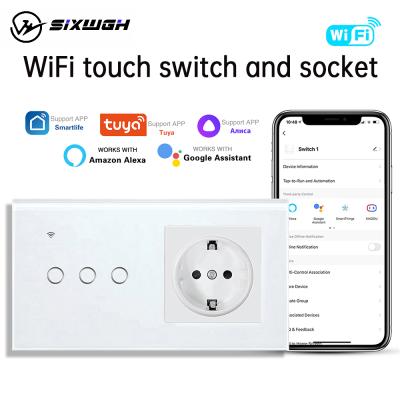 China WiFi Touch Switch Socket Smart Home Panel with No Neutral Wire 16A High Power and Dual USB Ports for sale