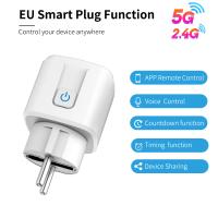 China EU Smart Plug with Voice/App Control, 16A Load Current, and Dual-Band WiFi for Smart Home Automation for sale