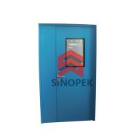 China Airtight Double-Leaf Unequal Steel Cleanroom Door | Flush Mount | GMP Standard for sale