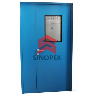 China Airtight Double-Leaf Unequal Steel Cleanroom Door | Flush Mount | GMP Standard for sale