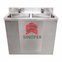 China Dual-Basin Sensor-Operated Hand-Washing Sink | Cleanroom Touchless Wash Station | Cleanroom Grade for sale