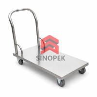 China Flatbed Delivery Cart | Stainless Steel Flat Deck Transport Trolley | Cleanroom Grade for sale