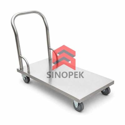 China Flatbed Delivery Cart | Stainless Steel Flat Deck Transport Trolley | Cleanroom Grade for sale
