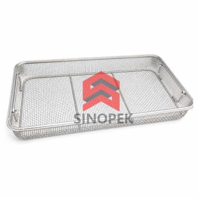 China Stainless Steel Woven Mesh Basket | Cleanroom Parts Washing & Draining Basket | Sterilization Grade for sale