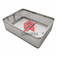 China Side-Punched Wire Mesh Basket | Rigid-Sided Cleanroom Parts Washing & Draining Basket | Sterilization Grade for sale