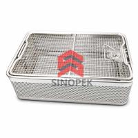 China Side-Punched Wire Mesh Basket | Rigid-Sided Cleanroom Parts Washing & Draining Basket | Sterilization Grade for sale