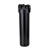 China Single Stage Whole House Filter Housing 20″X4.5″ Black 1″1.5″Brass Outlet / Inlet for sale
