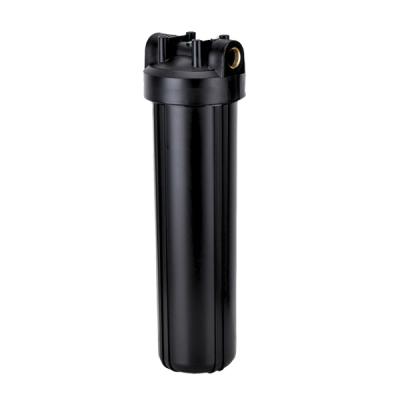 China Single Stage Whole House Filter Housing 20″X4.5″ Black 1″1.5″Brass Outlet / Inlet for sale