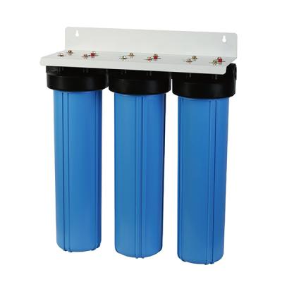 China Triple Stage Big Blue Filter Housing Whole House Water Filter System With Bracket for sale