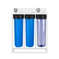 China 3 Stage 20 Inch Jumbo Water Filter Housing With Holder Pressure Gauge for sale