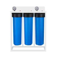 China 3 Stage 20 Inch Jumbo Water Filter Housing With Holder Pressure Gauge for sale