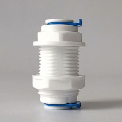 China Push In To Connect Straight Quick Connect Bulkhead Fittings 1/4 Inch 3/8 Inch for sale