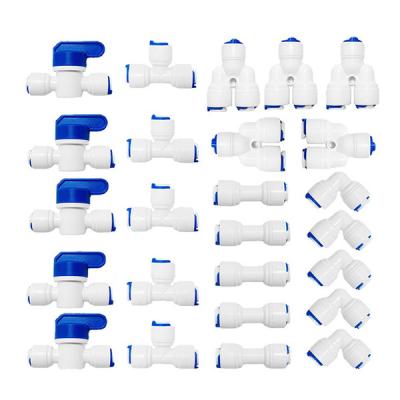 China POM Plastic Water Filter Connection Fittings Push In Quick Connectors 3/8 Inch 1/4 Inch for sale