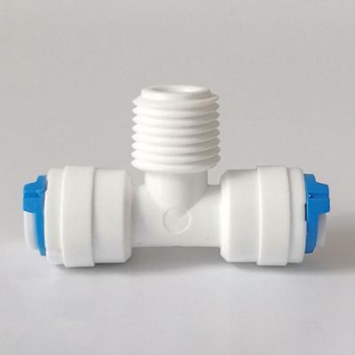 China RO Water Filter Connection Fittings Male Thread Pipe Tee Fitting 1/4