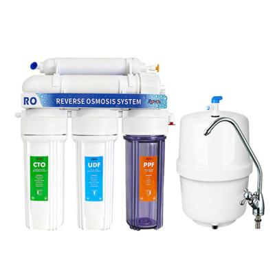 China Non-electric 75GPD Reverse Osmosis System with 304 Stainless Steel Faucet for Under Sink Water Purification for sale
