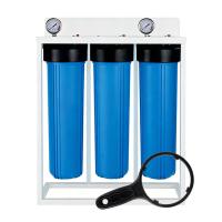 China 3-Stage 20x4.5 Big Blue Water Filter Housings with Filter Stand and Pressure Gauge for sale