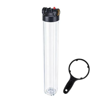 China 20 Inch Standard Single Commercial Water Filter Housing Pre-Filtration System NPT/BSP Port Pressure Release for sale
