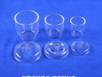 China High Purity Transparent Quartz Glass Crucible Flat Bottom 10ml to 120ml Capacity for sale