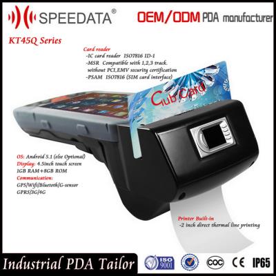 China Mobile Android Barcode Scanner Device , Fingerprint Handheld Barcode Printer for sale