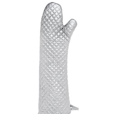 China Washable Silver Oven Gloves , Baking Oven Gloves Heat Transfer Printing for sale