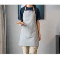 China Black Blue Green Customized Logo Cotton Kitchen Apron Durable For Cooking Chef for sale