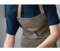 China Black Blue Green Customized Logo Cotton Kitchen Apron Durable For Cooking Chef for sale