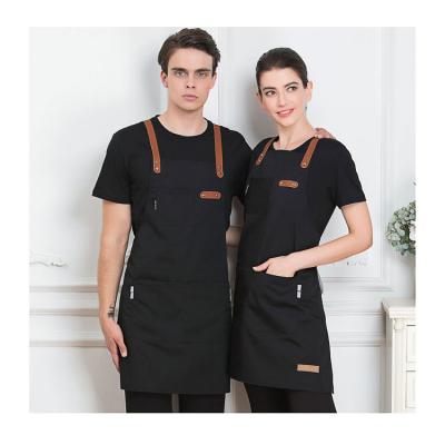 China Black Blue Green Customized Logo Cotton Kitchen Apron Durable For Cooking Chef for sale